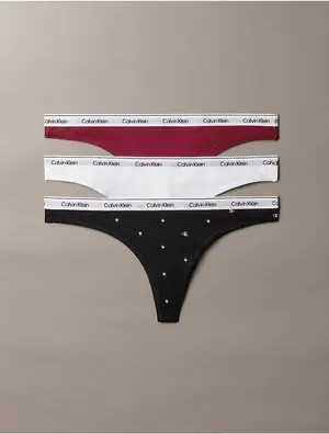 Calvin Klein Icon Logo 3-pack Low Rise Thong Established Red Multi