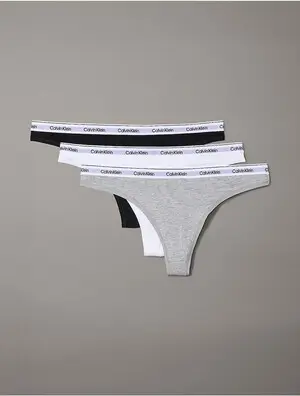 Calvin Klein Icon Logo 3-pack Low Rise Thong - Grey / Black / White