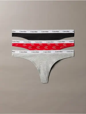 Calvin Klein Icon Logo 3-pack Low Rise Thong Grey Heather Multi