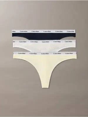 Calvin Klein Icon Logo 3-pack Low Rise Thong - Shoreline/ Snow Heather/ Pear Sorbet