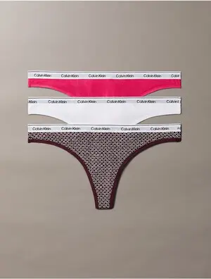 Calvin Klein Icon Logo 3-pack Low Rise Thong - Stencil / Dark Berry