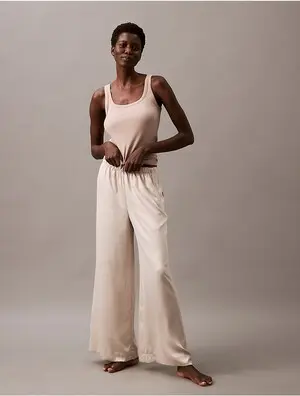 Calvin Klein Satin Wide Leg Sleep Pants - Cocoon