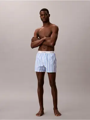 Calvin Klein Cotton Poplin Boxer - Boardwalk Logo Blue Stripe