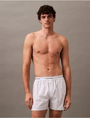 Calvin Klein Cotton Poplin Boxer Steady Stripe Grisaille