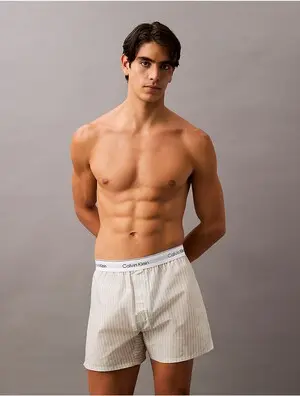 Calvin Klein Cotton Poplin Boxer Steady Stripe Pelican