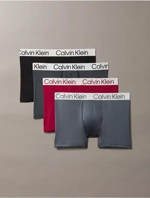 Calvin Klein Chromatic 4-pack Trunk - Black / Board Stripe / Turbulence / Beet Red
