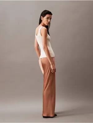 Calvin Klein Crushed Satin Wide Leg Pants
