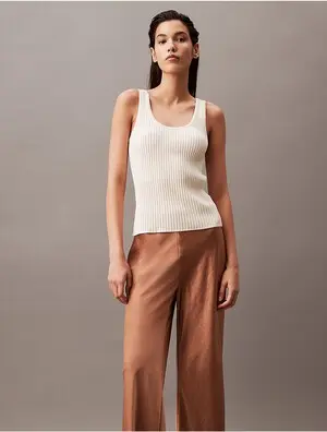 Calvin Klein Crushed Satin Wide Leg Pants