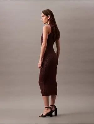Calvin Klein Lurex Midi Dress - Decadent Chocolate