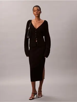 Calvin Klein Smooth Cotton Rib Midi Skirt