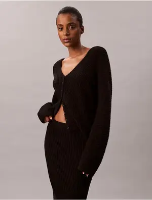 Calvin Klein Smooth Cotton Rib Midi Skirt