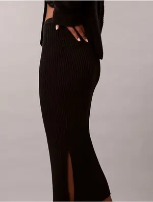 Calvin Klein Smooth Cotton Rib Midi Skirt