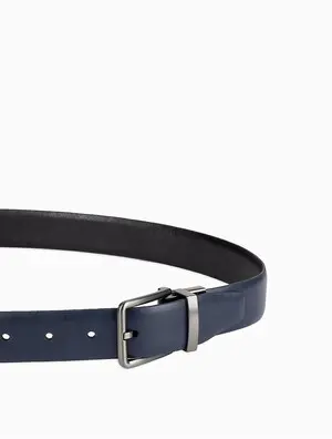 Calvin Klein Reversible Saffiano Leather Dress Belt - Blue