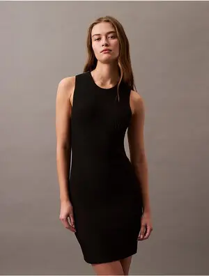 Calvin Klein Ribbed Mini Dress - Black