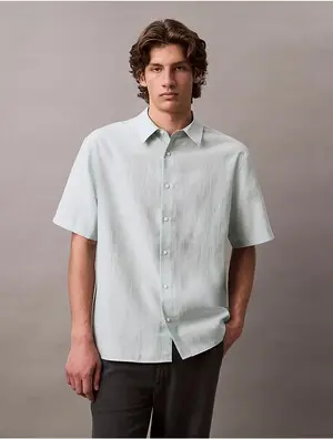 Calvin Klein Lyocell Blend Relaxed Button-down Shirt - Cloud Blue