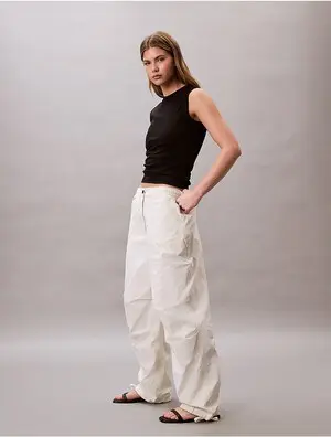 Calvin Klein Crinkle Nylon Parachute Pants - Tofu