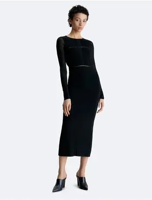 Calvin Klein Sheer Cut-out Back Maxi Dress
