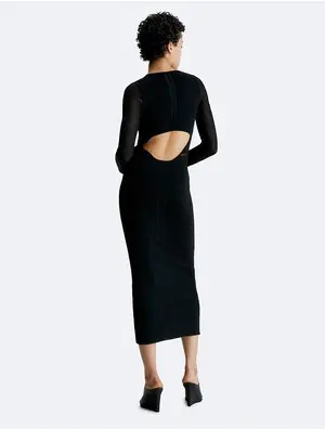 Calvin Klein Sheer Cut-out Back Maxi Dress