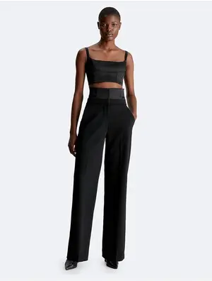 Calvin Klein Tux Satin Wide Leg Trousers