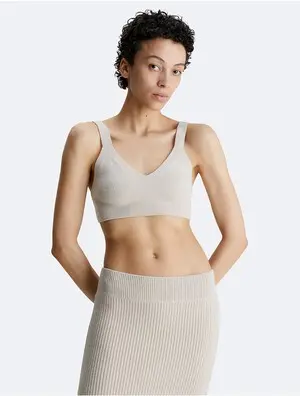 Calvin Klein Rib Wool Blend Bralette - Sandshell