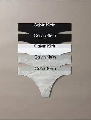 Calvin Klein Maximum Cotton 5-pack Thong - Black / Grey Heather / White