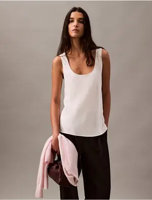 Calvin Klein Viscose Twill Tank Top - Vanilla Ice