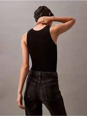 Calvin Klein Ribbed Cotton Tank Top - Black