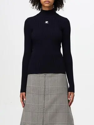 COURREGES Courrèges Ribbed Turtleneck Top Blue