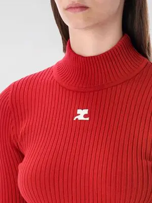 COURREGES Ribbed Turtleneck Top - Red