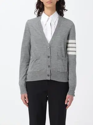 Thom Browne Thom Browne Virgin Wool Slim Fit V-Neck Cardigan Grey 1