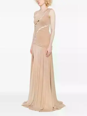 NISSA Crystal-embellished Maxi Dress - Neutrals
