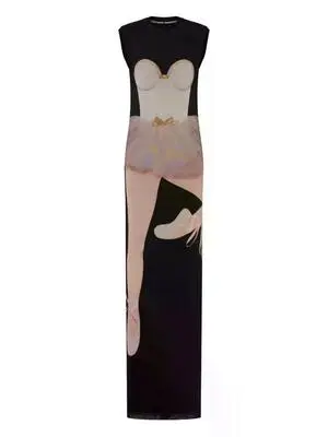 Moschino Ballet-print Maxi Dress - Black