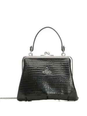 VIVIENNE WESTWOOD Vivienne Westwood Crocodile-Effect Granny Frame Purse - Black