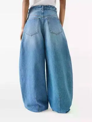 Jacquemus Ovalo De-nîmes High-waisted Wide-leg Jeans - Blue