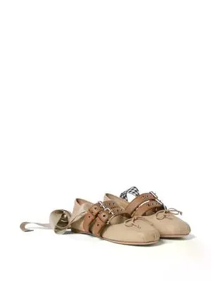 Miu Miu Buckled Ballet Pumps - Neutrals