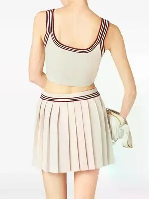 Miu Miu Pleated Knitted Cashmere Miniskirt - Neutrals