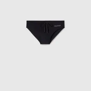 Gucci Elastane Swim Briefs With Logo - Black