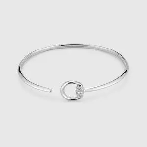 Gucci Horsebit Diamond 18k Bangle Bracelet - White Gold