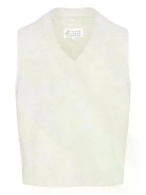 MAISON MARGIELA V-neck Sleeveless Knit Vest - Neutrals
