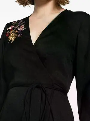 TWINSET Floral-embroidered Crepe Wrap Dress