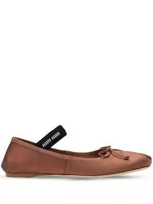 Miu Miu Satin Slip-on Ballerina Shoes - Brown