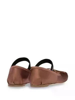 Miu Miu Satin Slip-on Ballerina Shoes - Brown