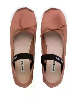 Miu Miu Satin Slip-on Ballerina Shoes - Brown