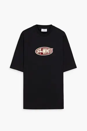 Off-White Crystalembellished Logoprint Cottonjersey Tshirt