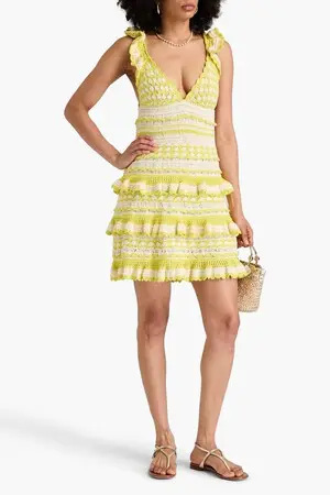 Zimmermann Ruffled Crocheted Mini Dress