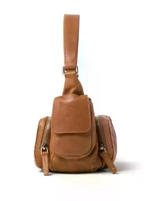 Miu Miu Pocket Leather Shoulder Bag - Brown