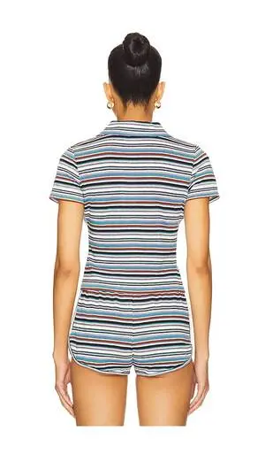 LOVERS AND FRIENDS Lorraine Striped Knit Button-up Top