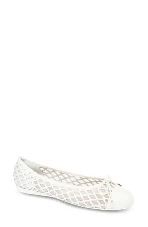 PAUL MAYER ATTITUDES Mesh Overlay Ballerina Flat - Pearl Patent