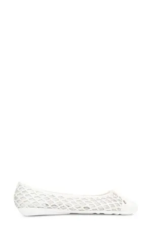 PAUL MAYER ATTITUDES Mesh Overlay Ballerina Flat - Pearl Patent