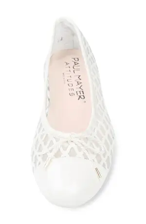 PAUL MAYER ATTITUDES Mesh Overlay Ballerina Flat - Pearl Patent
